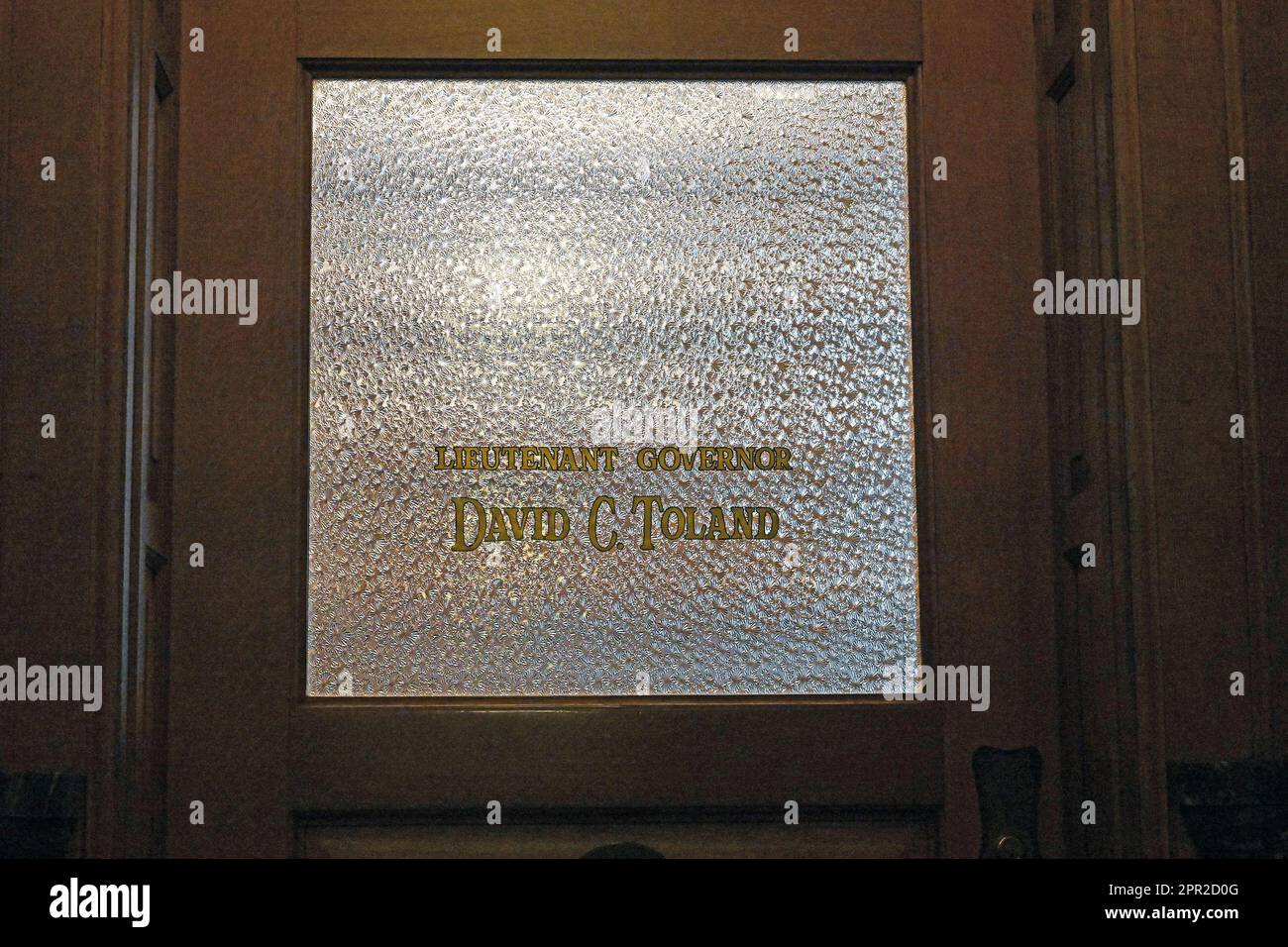 TOPEKA, KANSAS - MARCH 15, 2023 Lt. Governor David Toland’s office door ...