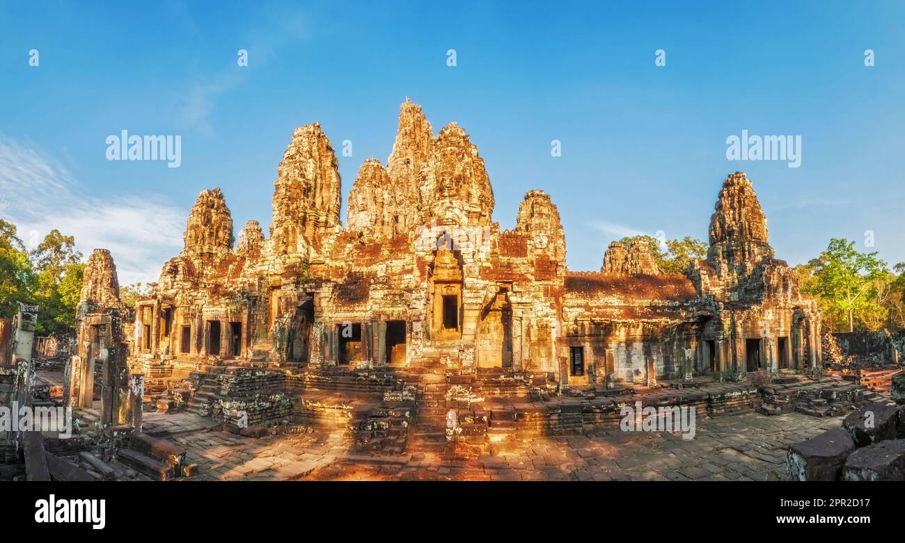 Ruins of the historic Bayon temple near Angkor Wat, Cambodia, Asia ...