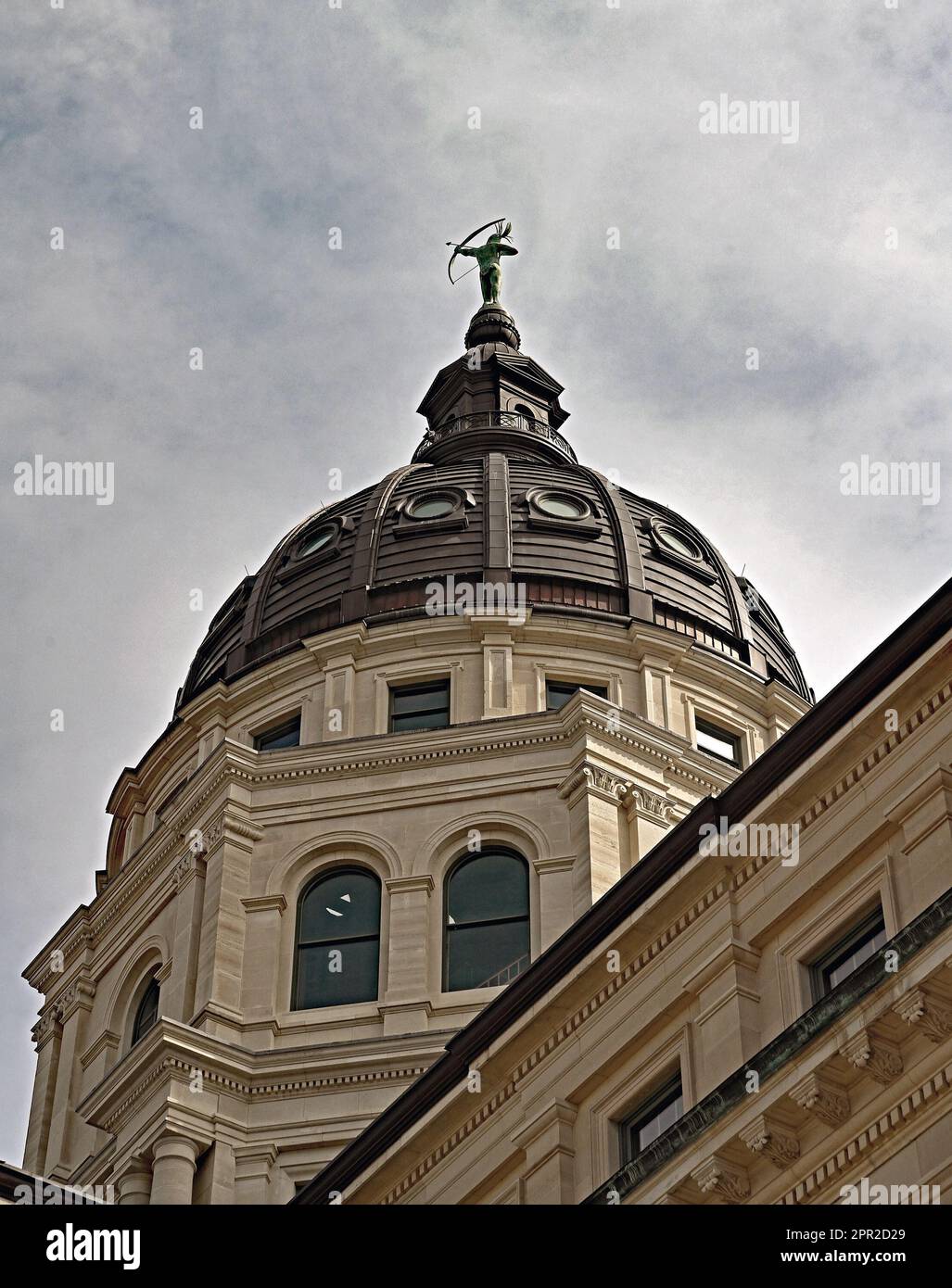 TOPEKA, KANSAS - MARCH 15, 2023 The Kansas Statehouse building with the ...