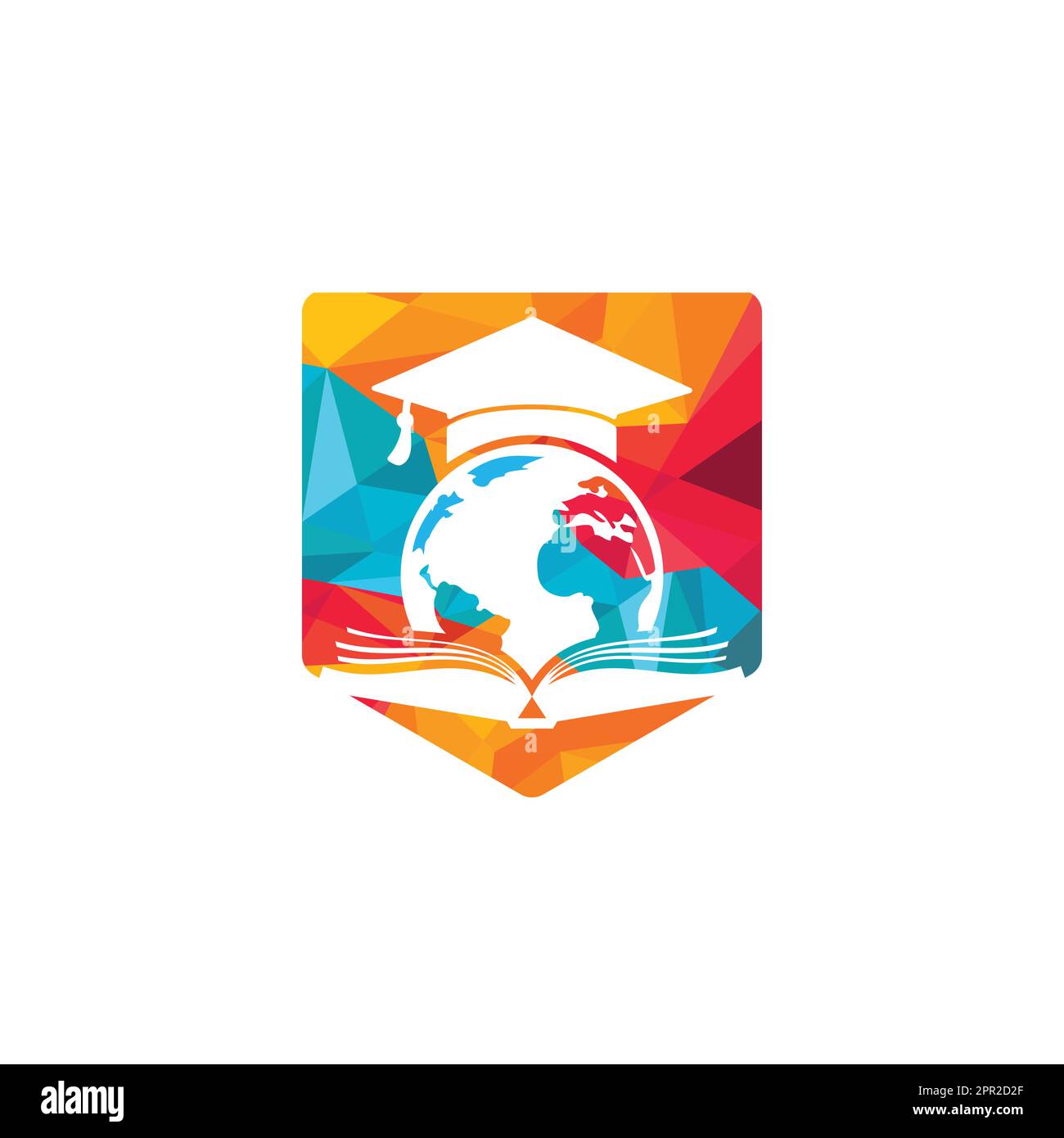 World education vector logo design. Globe with gradation cap and book ...