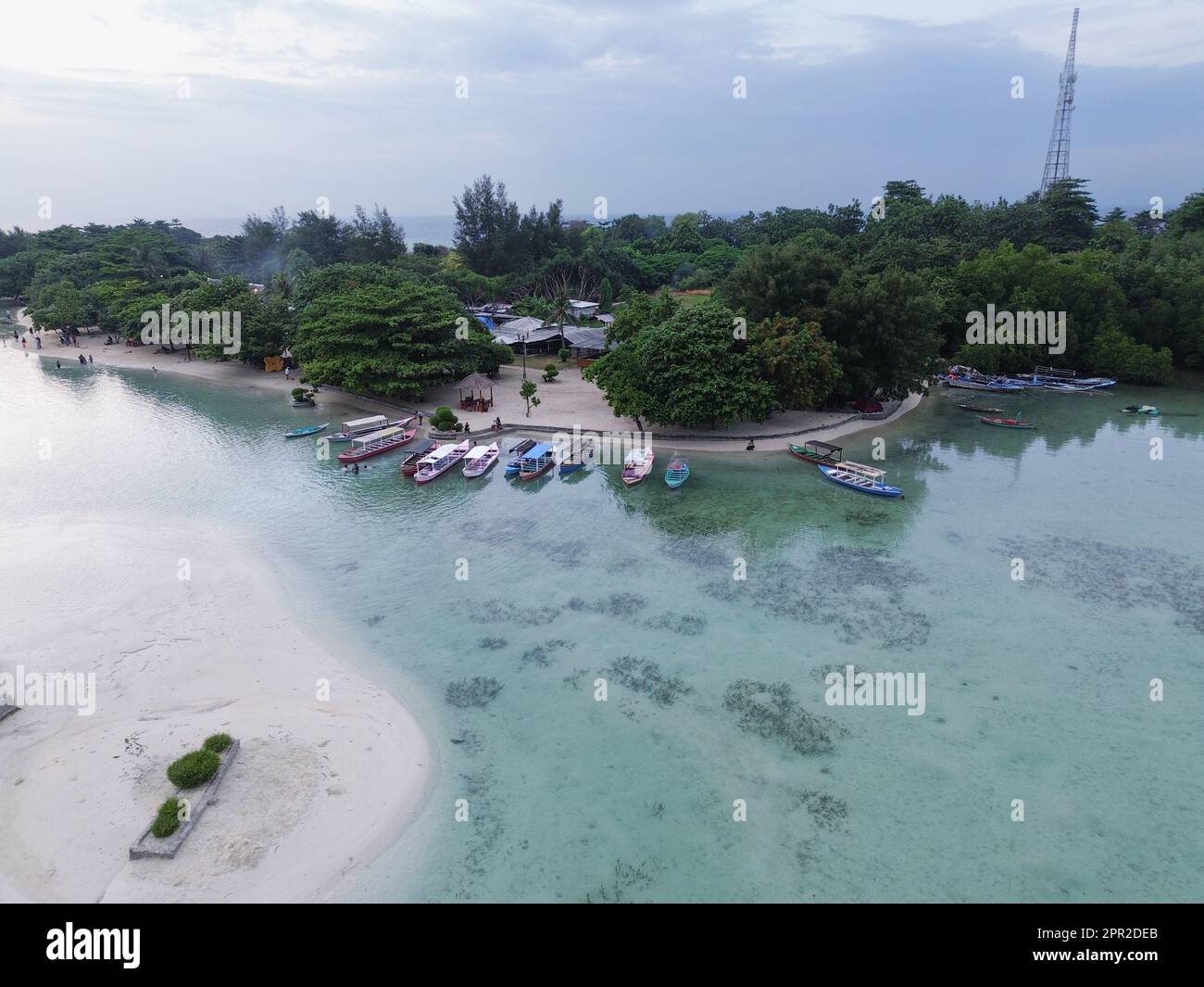pari island in the morning with beautiful view of mangrove trees and ...