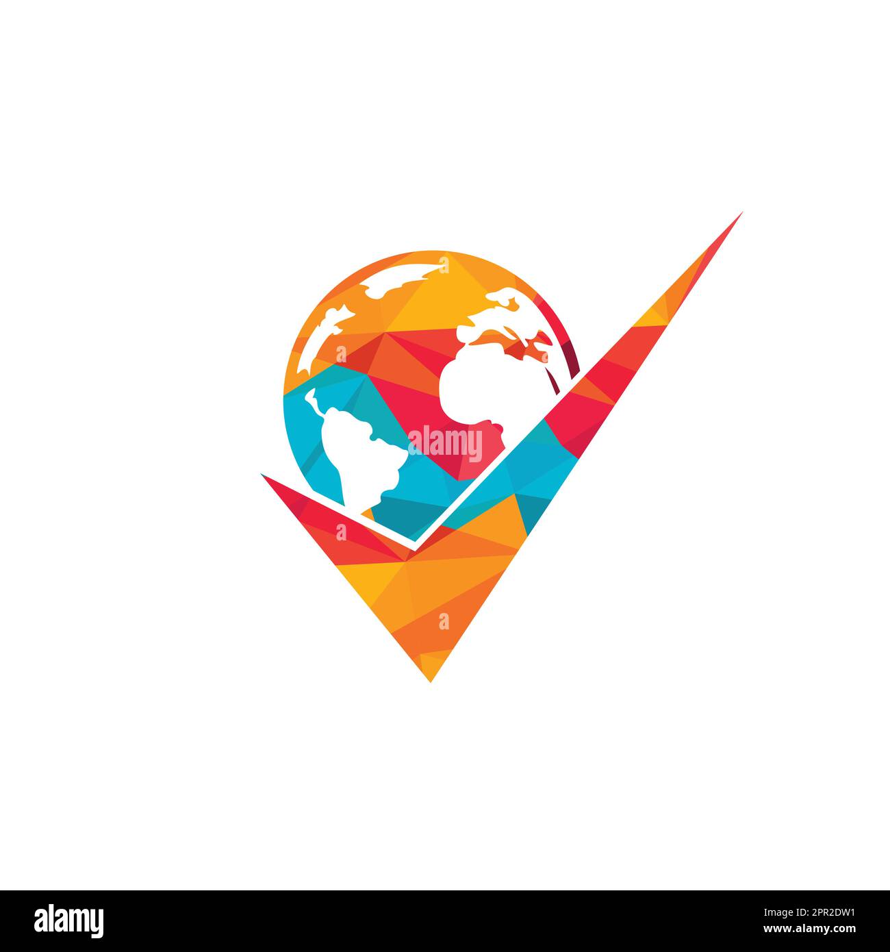Globe check vector logo design. Tick mark and globe icon design Stock ...