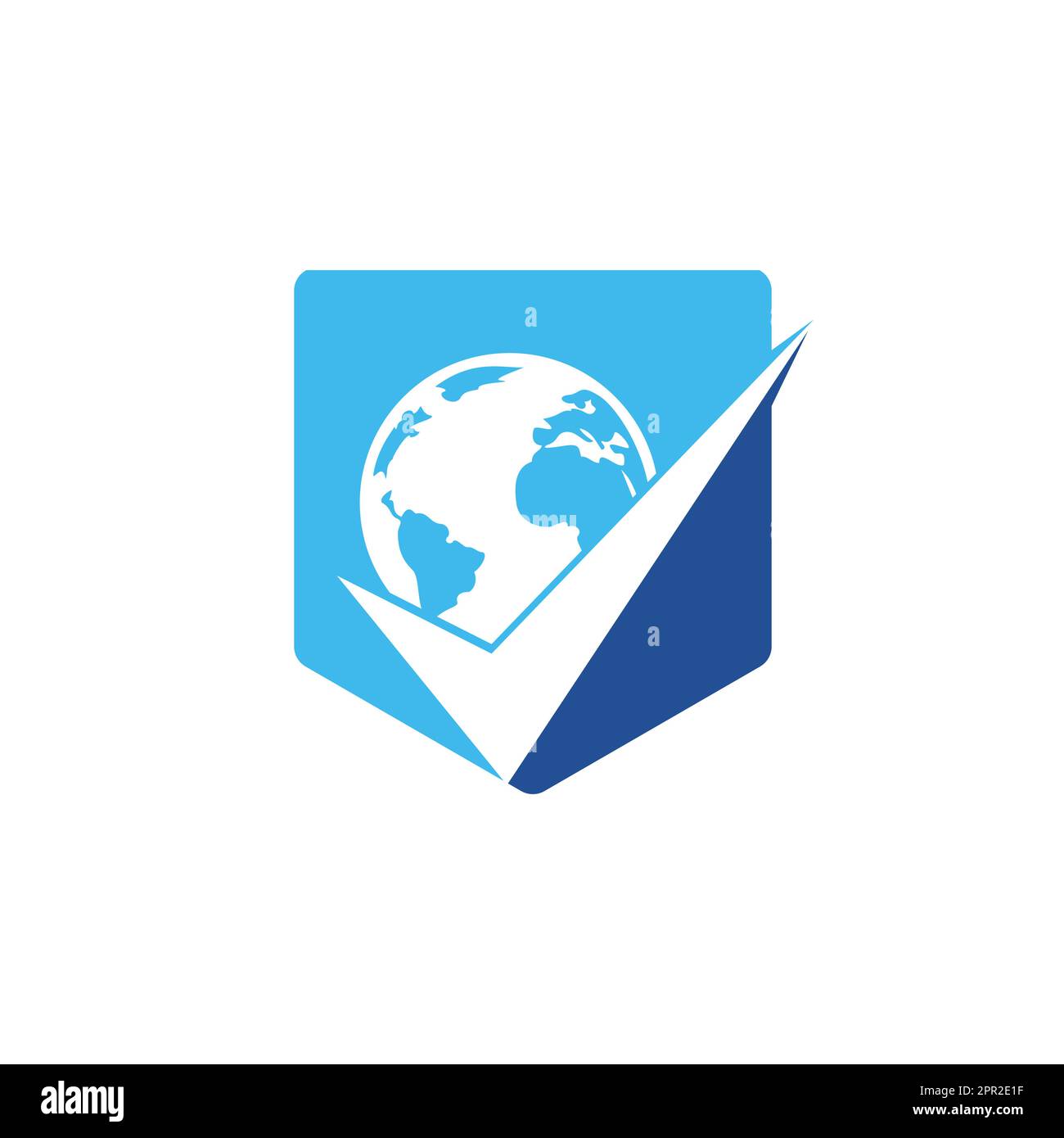 Globe check vector logo design. Tick mark and globe icon design Stock ...