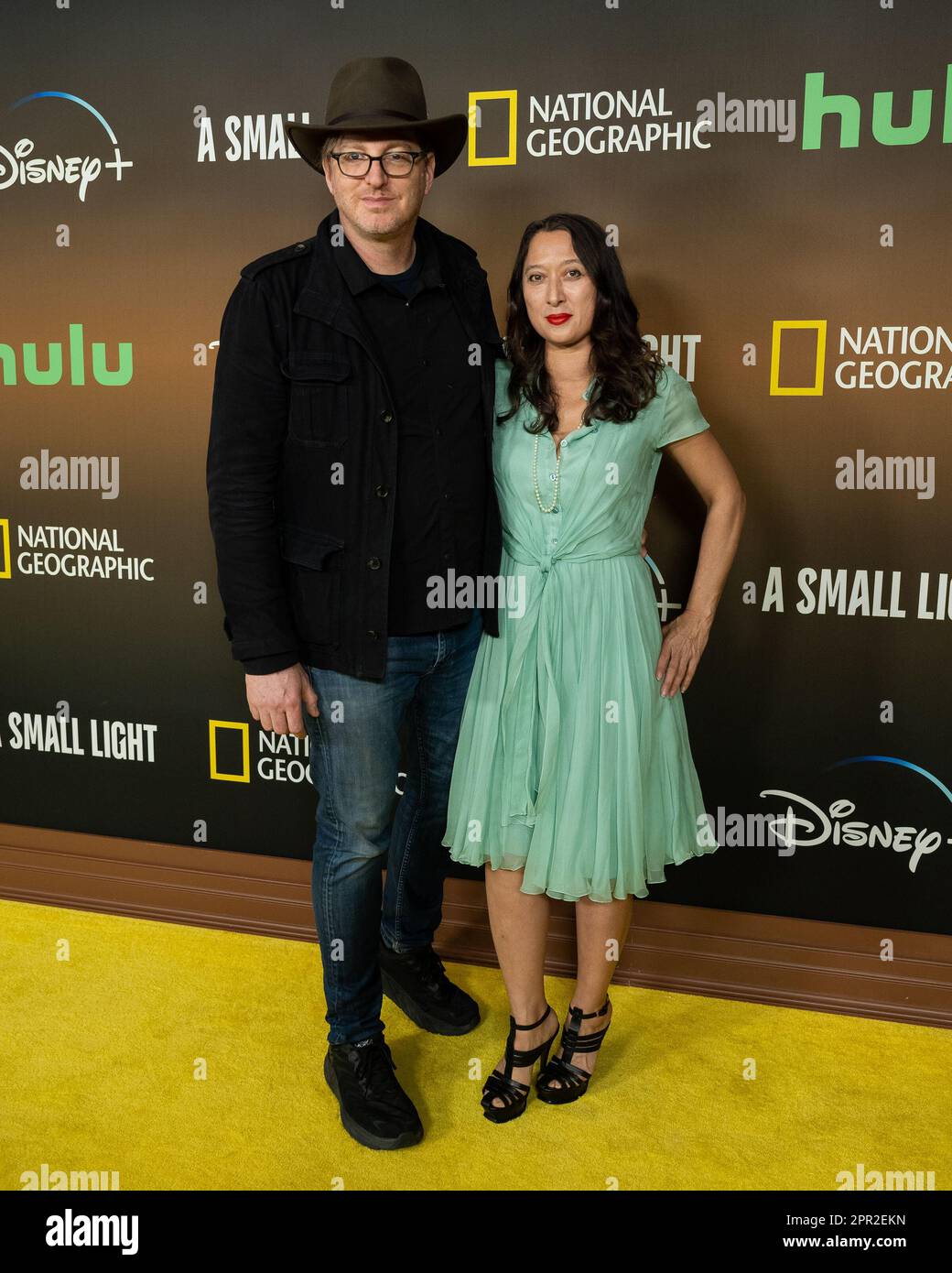 New York, USA. 25th Apr, 2023. John Engstrom and Ise White arrive on ...