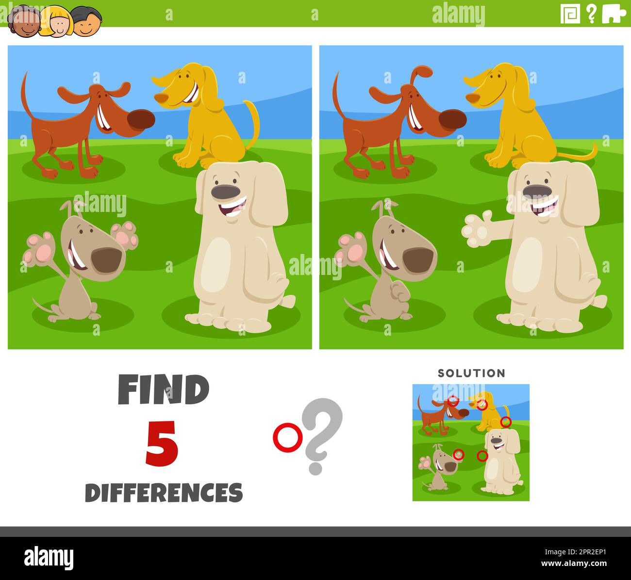 differences task with cartoon dogs animal characters Stock Vector Image ...