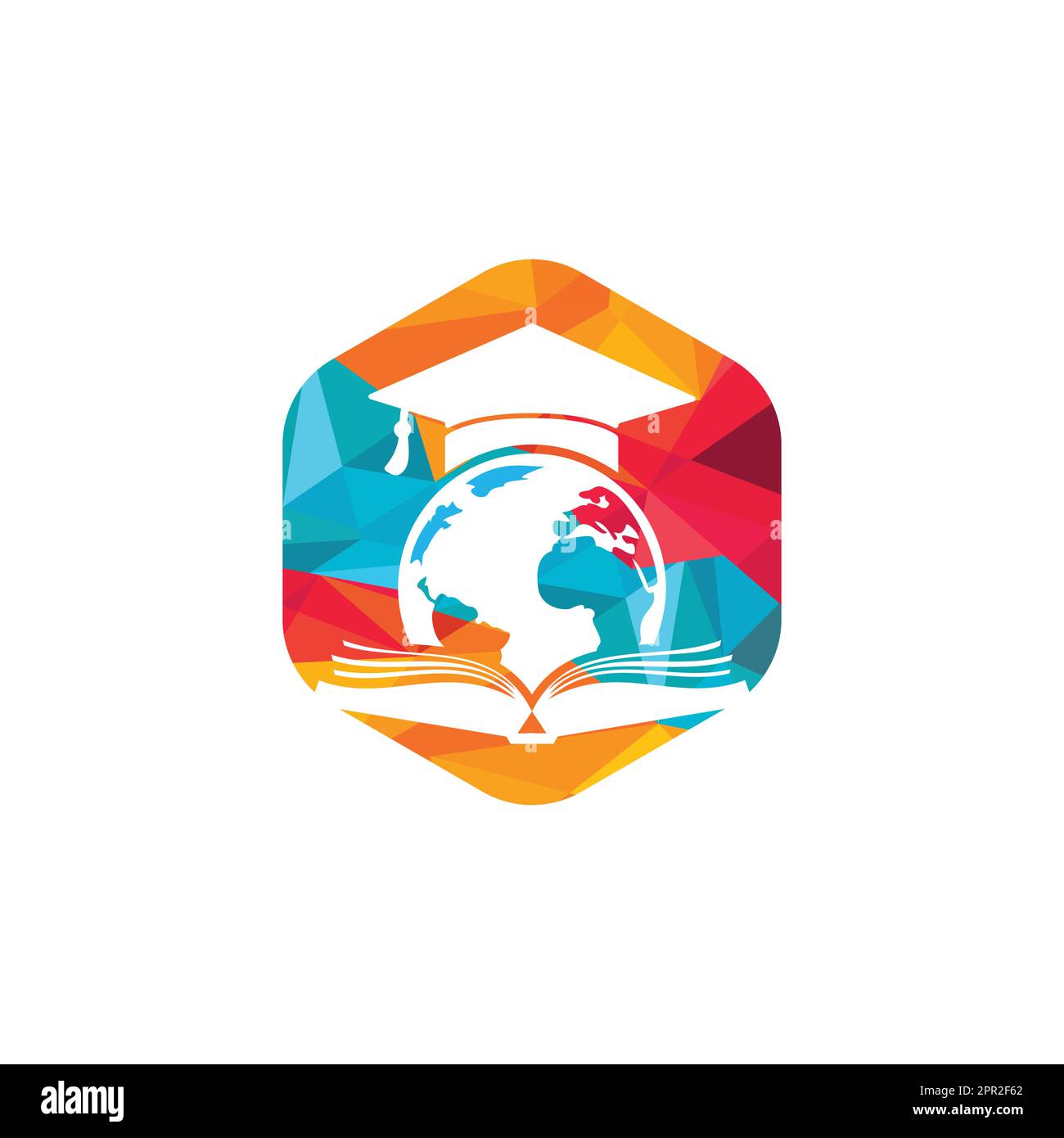World education vector logo design. Globe with gradation cap and book ...