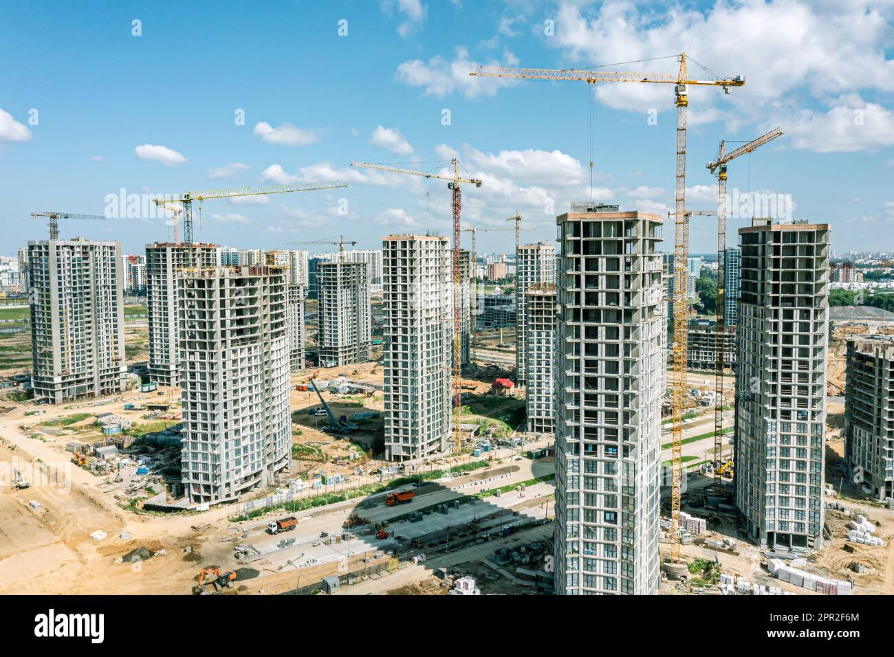 construction site of new apartment complex in city residential area ...