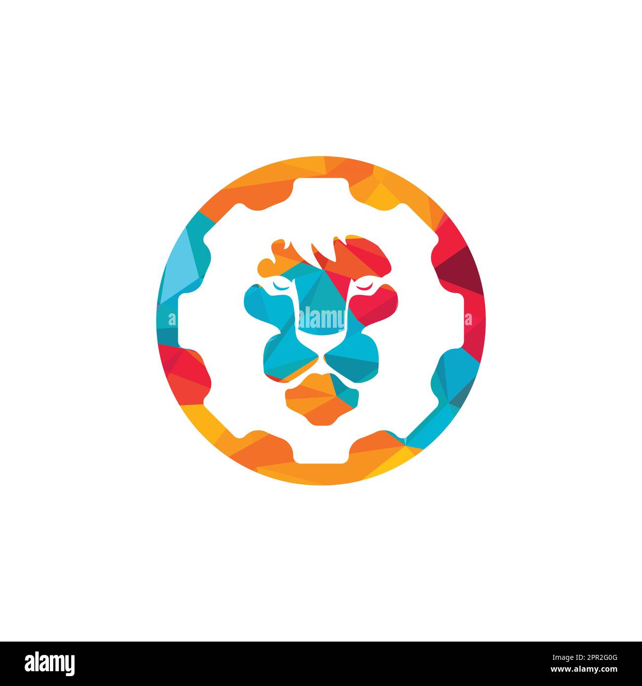 Creative lion gear vector logo design. Lion tech logo concept Stock ...