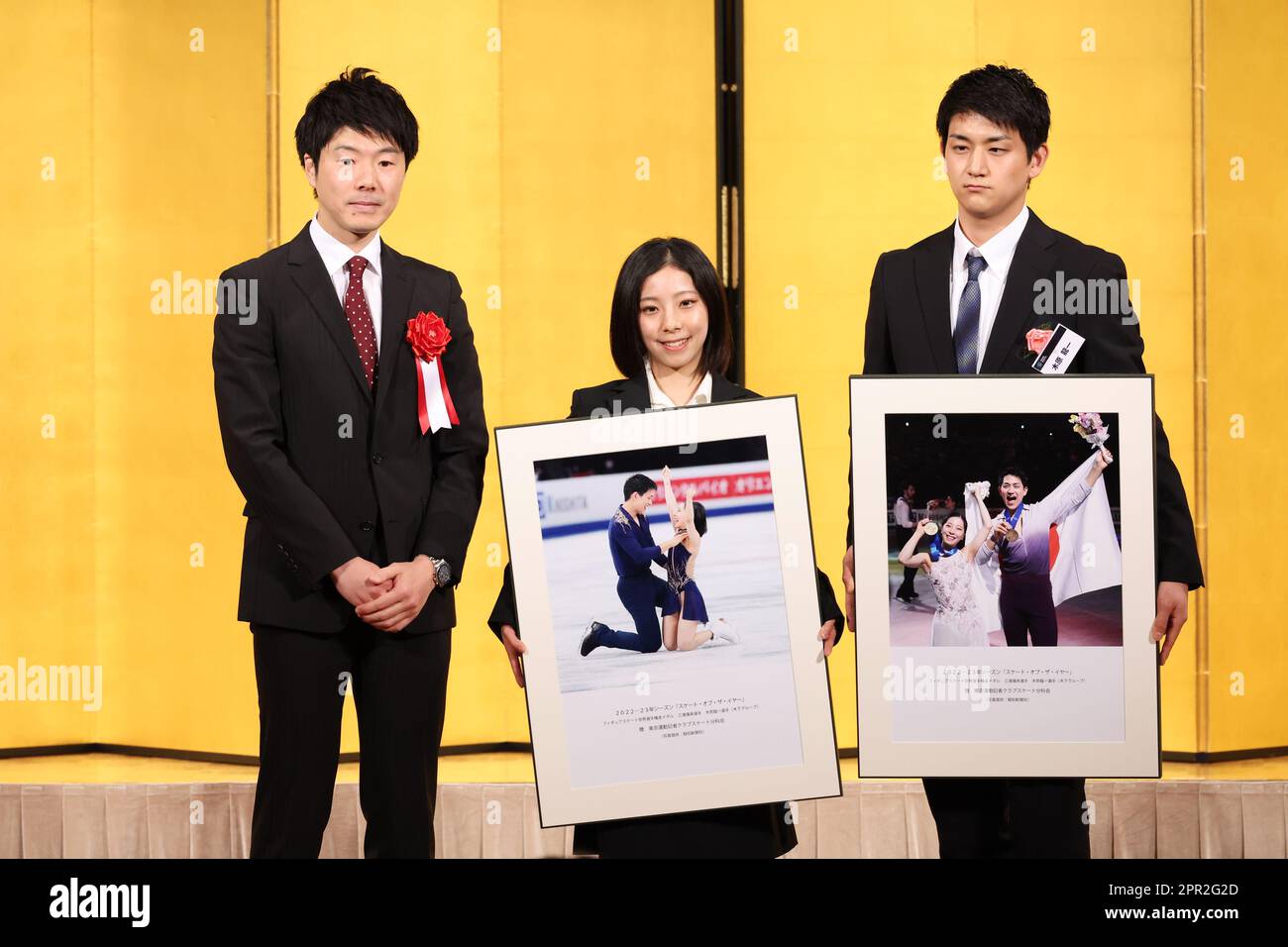 (L to R) Masato Suzuki, Riku Miura, Ryuichi Kihara, APRIL 26, 2023 : Japan Skating Federation ...