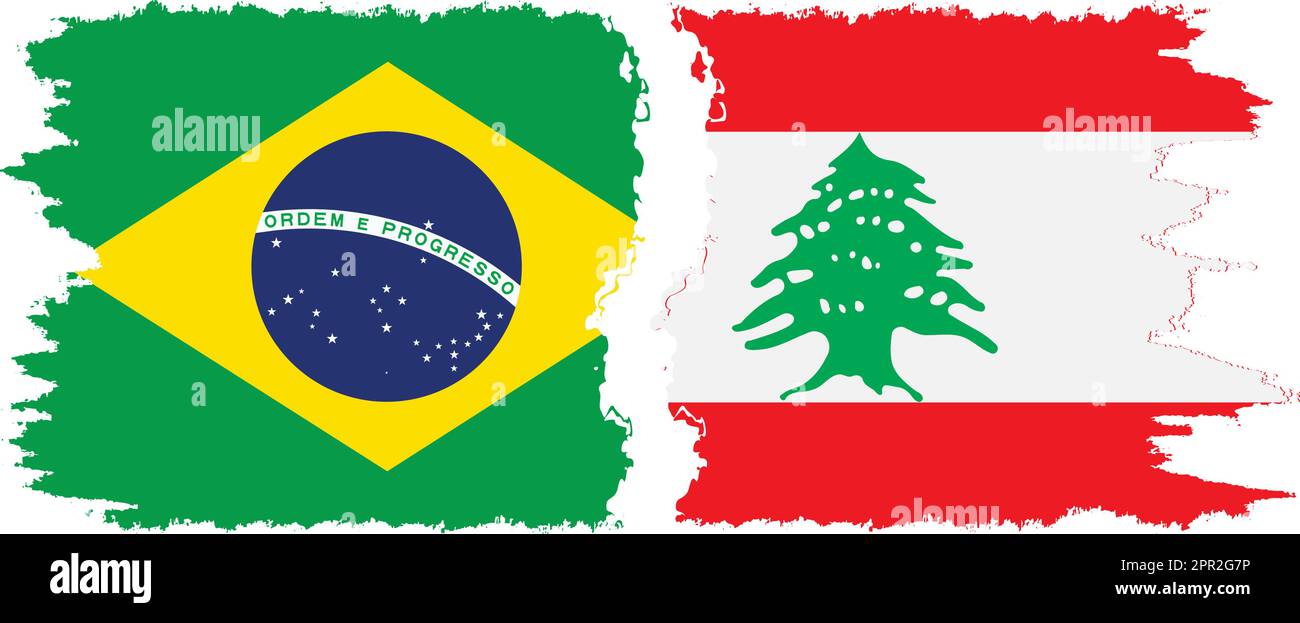 Lebanon and Brazil grunge flags connection, vector Stock Vector Image ...