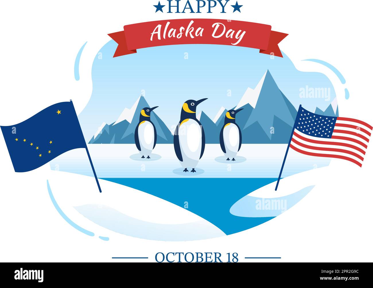 Happy Alaska Day on October 18 Hand Drawn Cartoon Flat Illustration ...