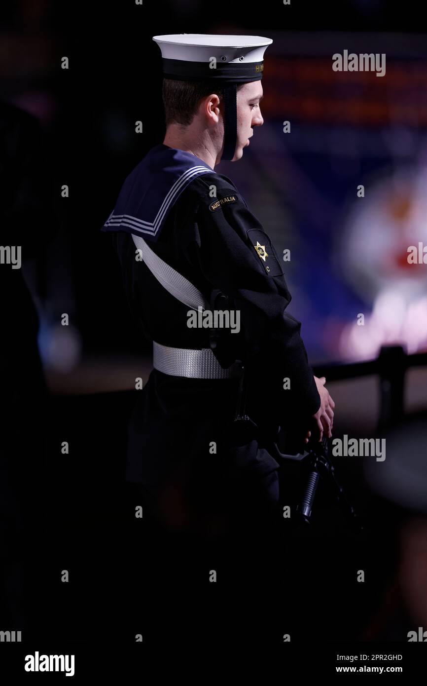 Sydney, Australia. 25th Apr, 2023. A member of the Catafalque Party ...