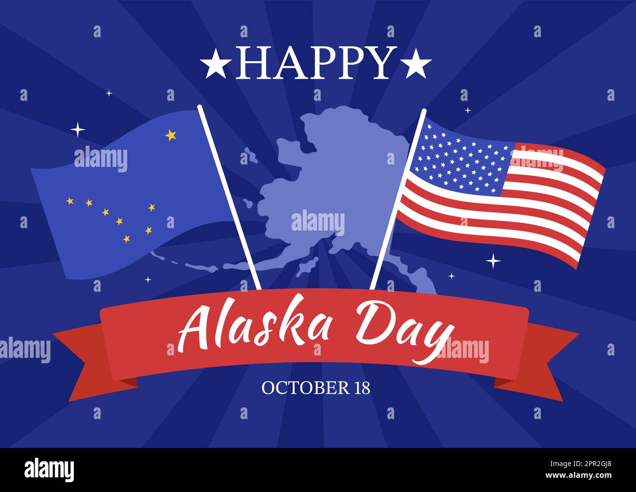 Happy Alaska Day on October 18 Hand Drawn Cartoon Flat Illustration ...