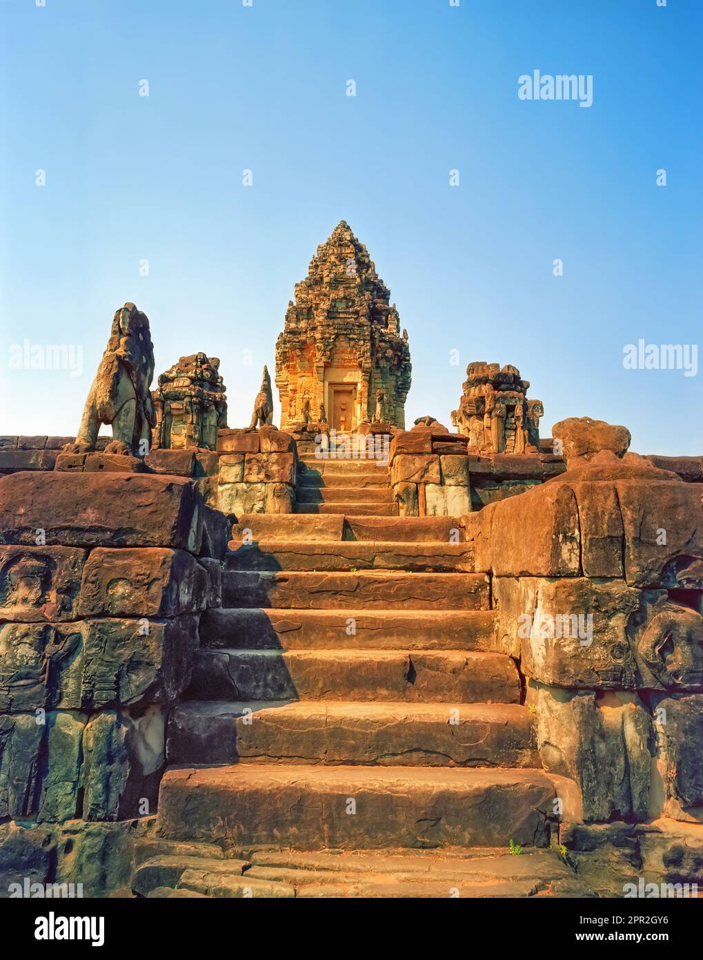 Steps leading to the tower of the Bakong temple, part of the Roulos ...