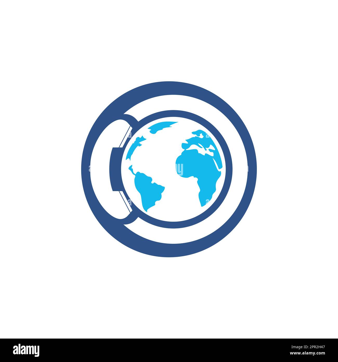 Globe with handset vector logo icon. Call and globe icon international ...