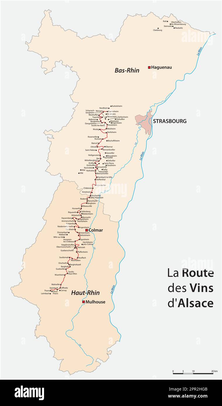 Vector map of Alsace Wine Route, France Stock Vector Image & Art - Alamy
