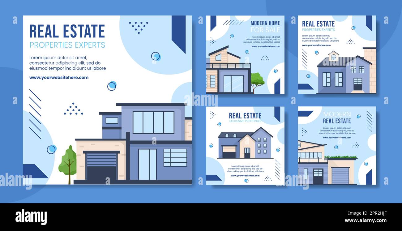 Real Estate and Modern Home Social Media Post Template Hand Drawn ...