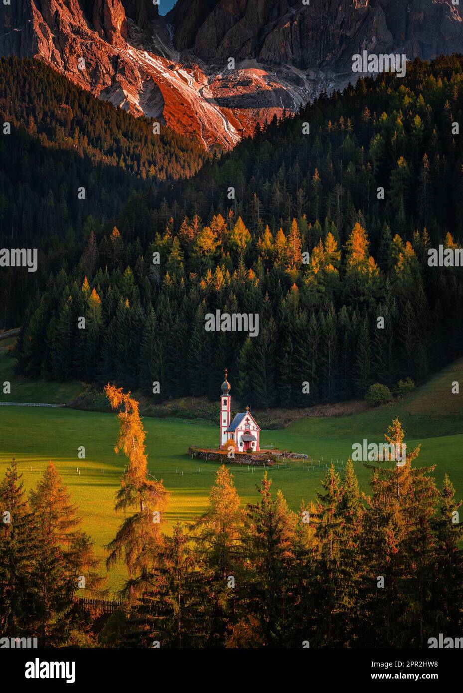 Val Di Funes, Dolomites, Italy - Summer sunset at the beautiful St ...