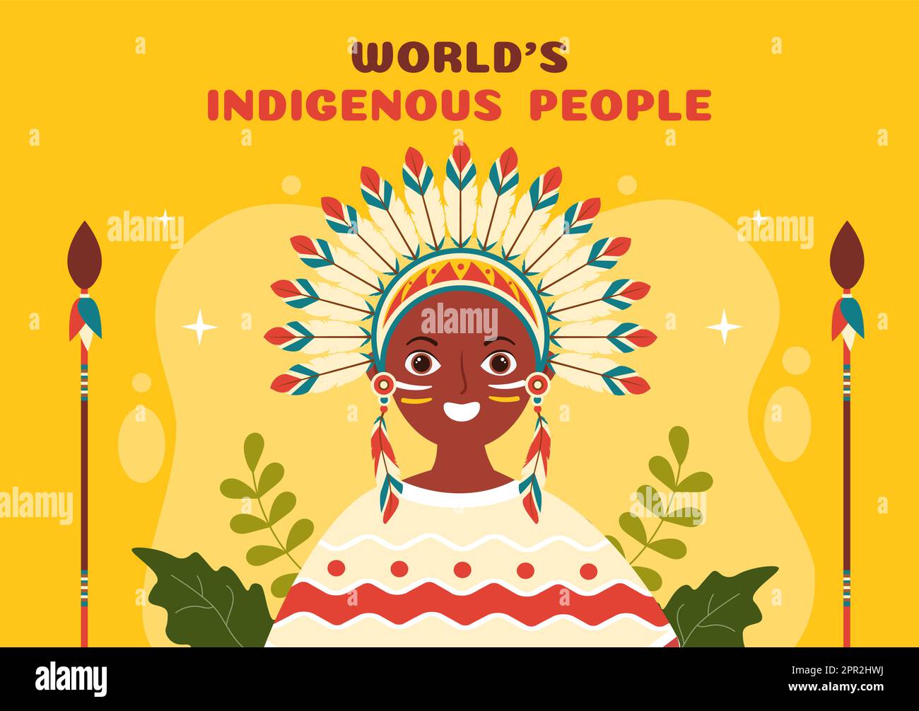 Worlds Indigenous Peoples Day on August 9 Hand Drawn Cartoon Flat ...