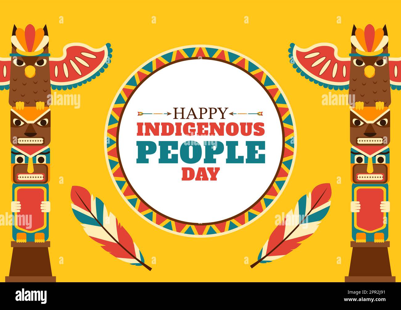 Worlds Indigenous Peoples Day on August 9 Hand Drawn Cartoon Flat ...