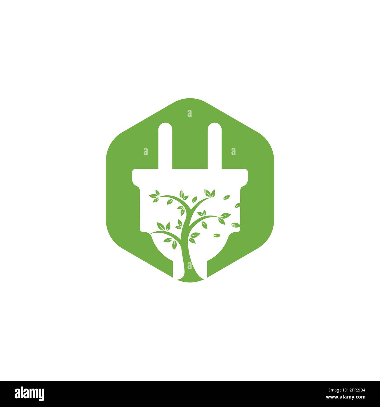 Green energy electricity logo concept. Electric plug icon with tree ...