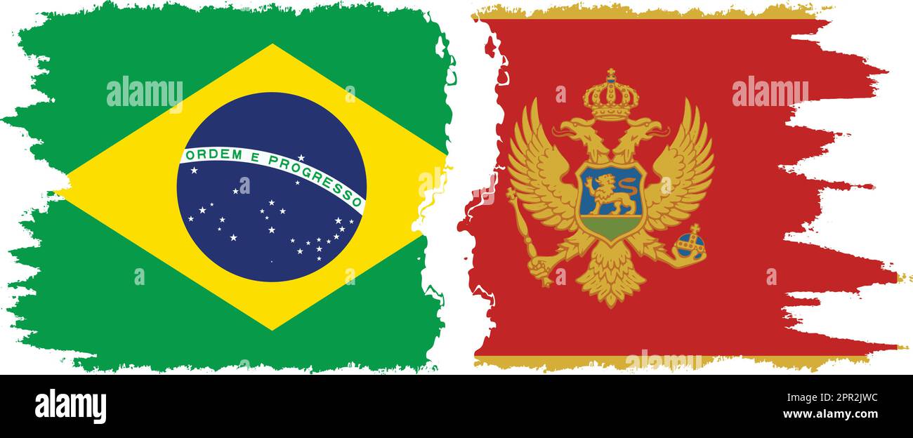 Montenegro and Brazil grunge flags connection, vector Stock Vector ...