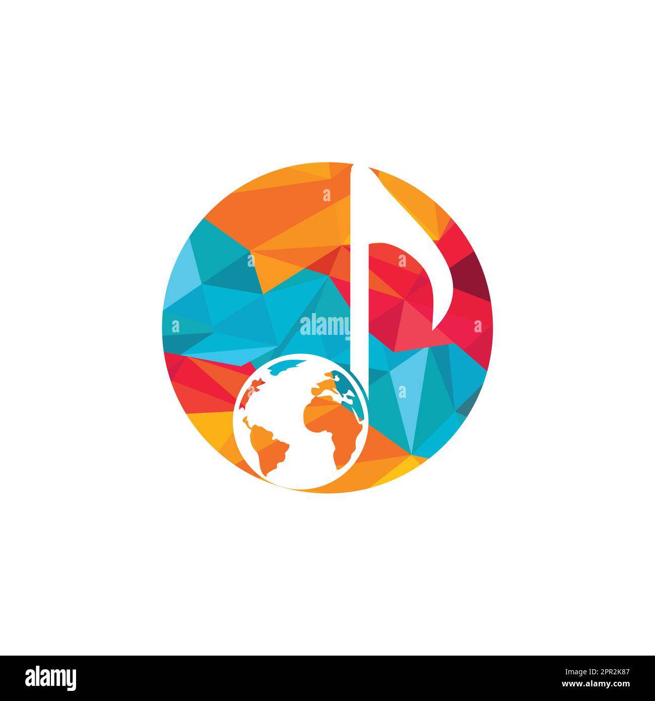 Globe and music note icon logo design. Vector illustration icon with ...
