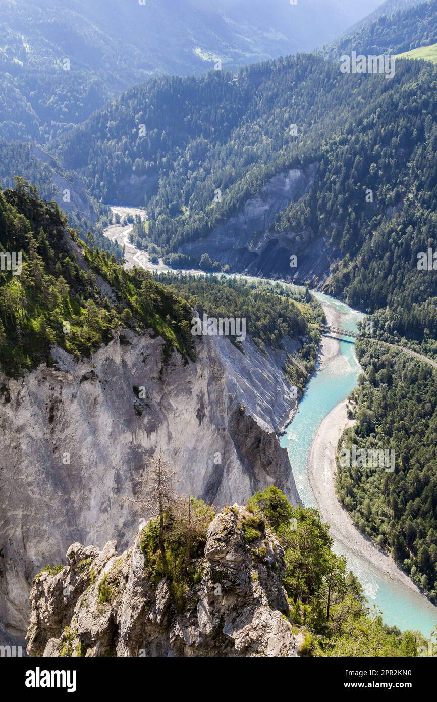 The Rhine Canyon in the Valley of Trin from the viewpoint Il Spir ...