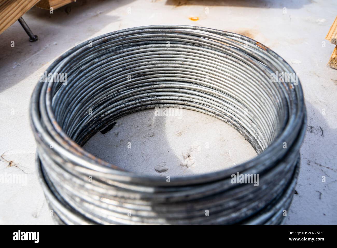 Roll of galvanized steel tie wire close-up. Universal knitting wire for ...