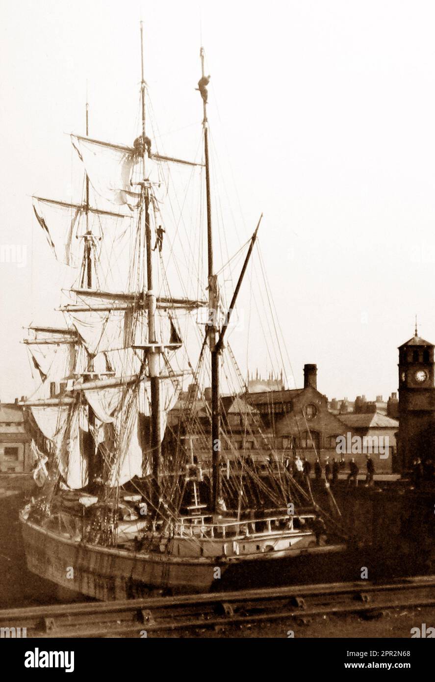 Sailing ship in Whitehaven Harbour, Victorian period Stock Photo - Alamy