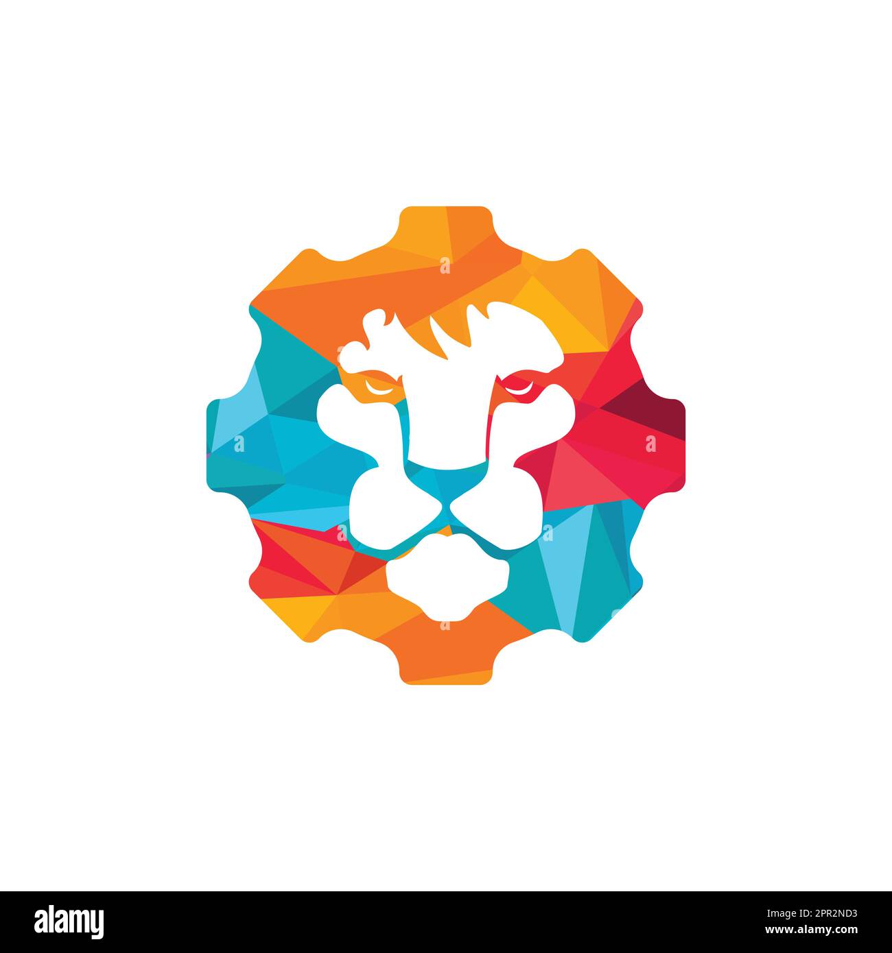 Creative lion gear vector logo design. Lion tech logo concept Stock ...