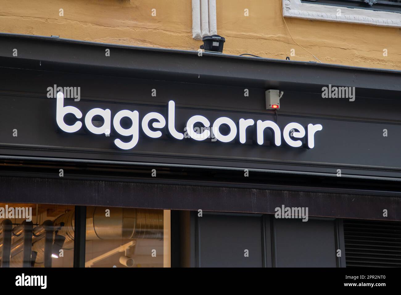 lyon , Aura France - 04 20 2023 : Bagel corner fastfood entrance windows facade restaurant sign ...