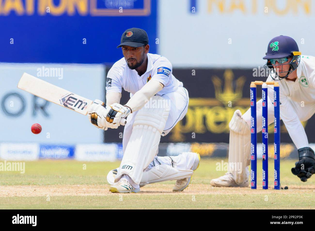 Galle, Sri Lanka. 26th April 2023. Nishan Madushka of Sri Lanka bats ...