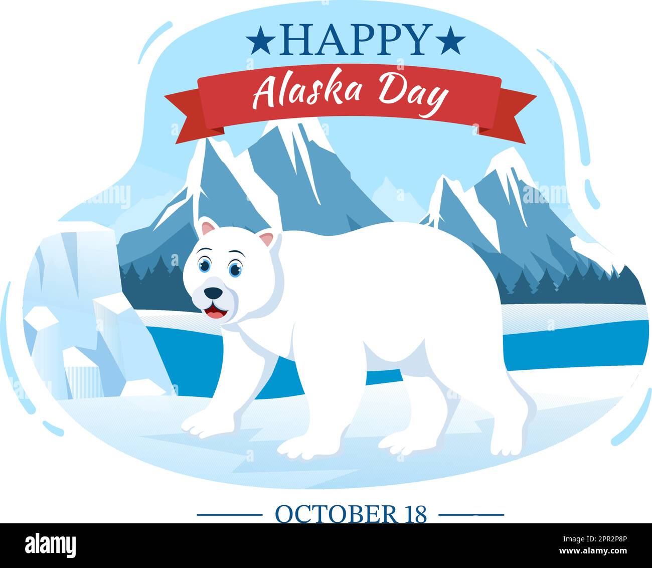 Happy Alaska Day on October 18 Hand Drawn Cartoon Flat Illustration ...