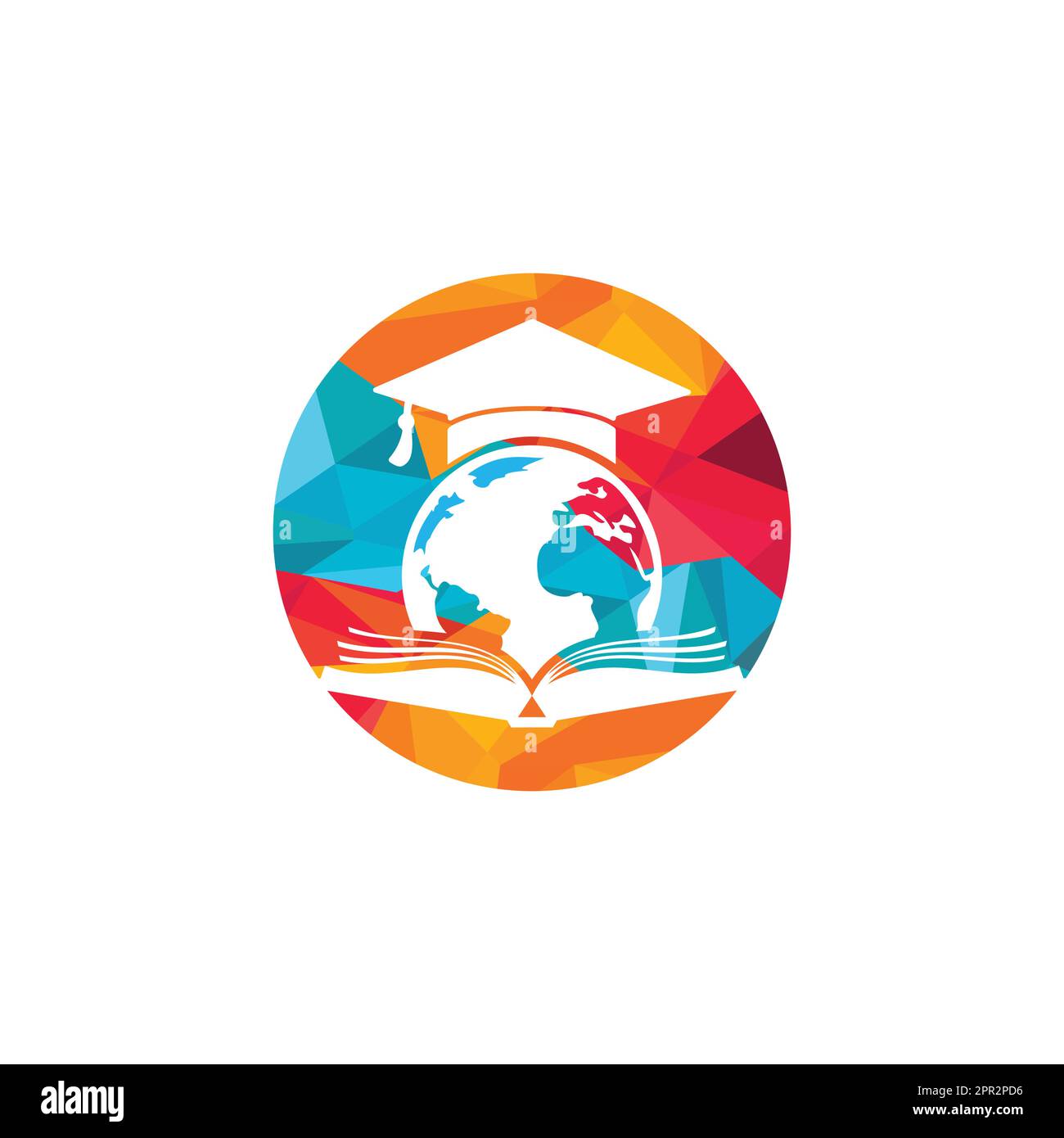 World education vector logo design. Globe with gradation cap and book ...