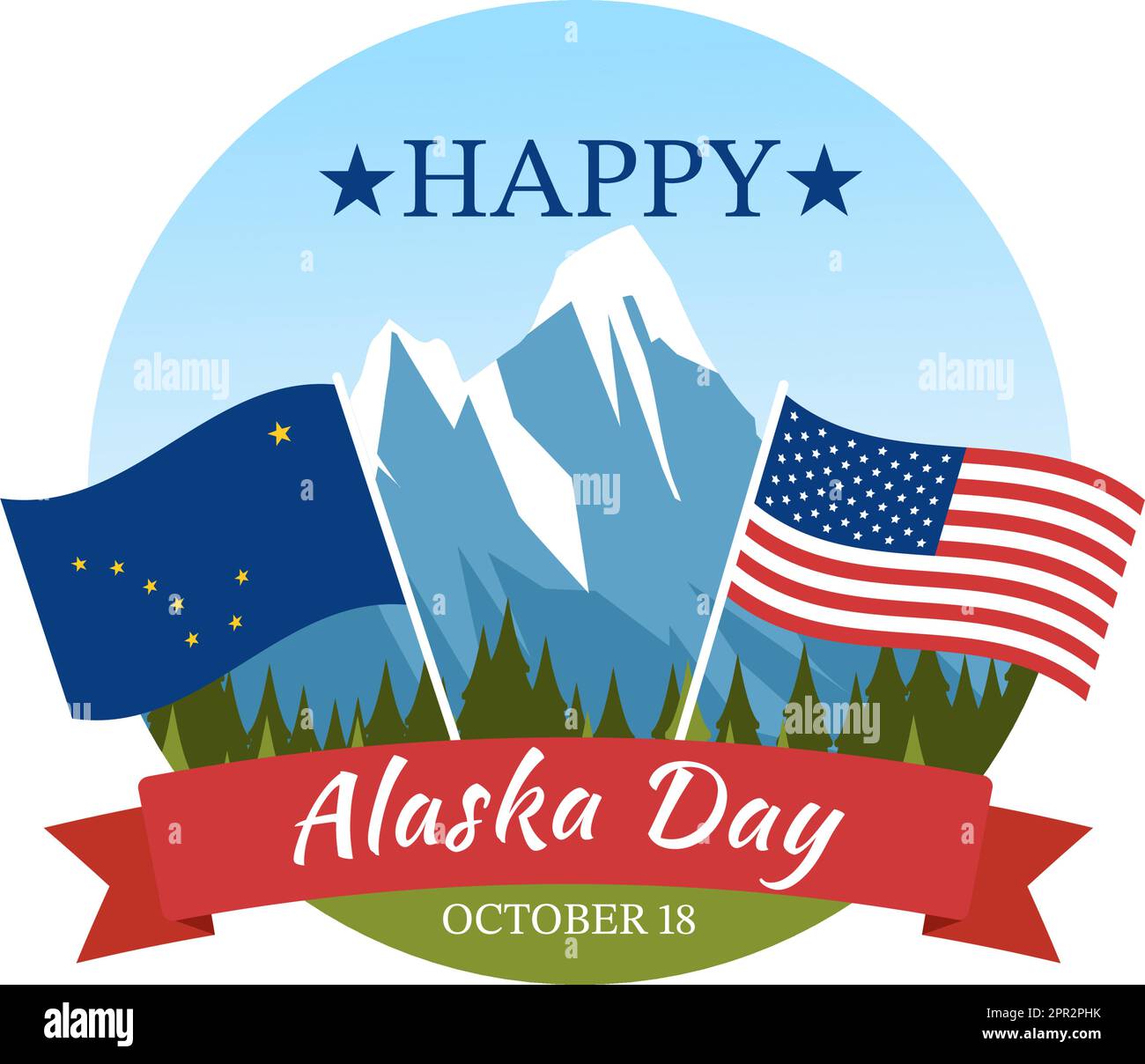 Happy Alaska Day on October 18 Hand Drawn Cartoon Flat Illustration ...