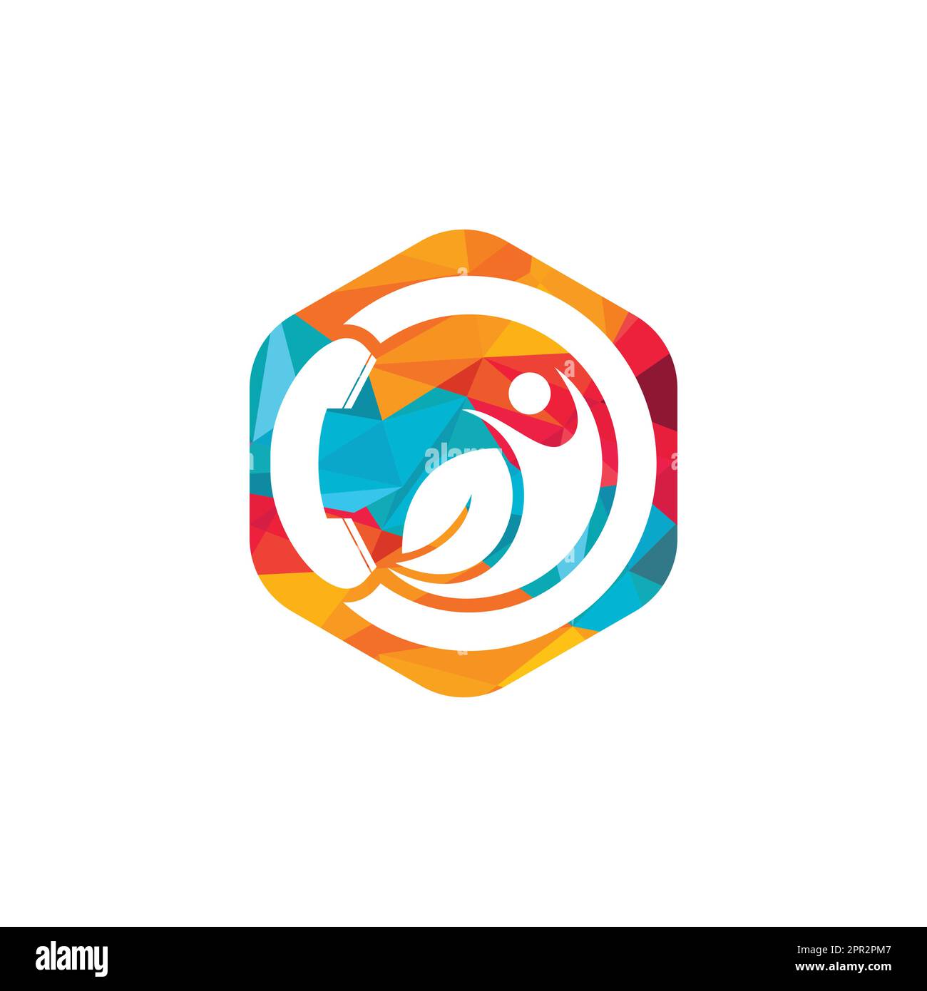 Health call vector logo design. Human and leaf with handset icon logo ...