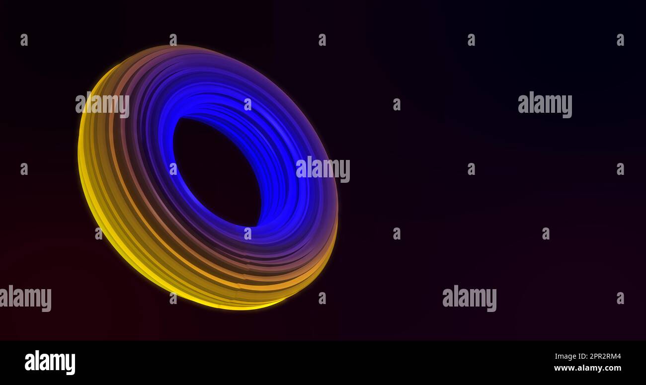 Abstract looped beautiful three-dimensional multi-colored luminous ...