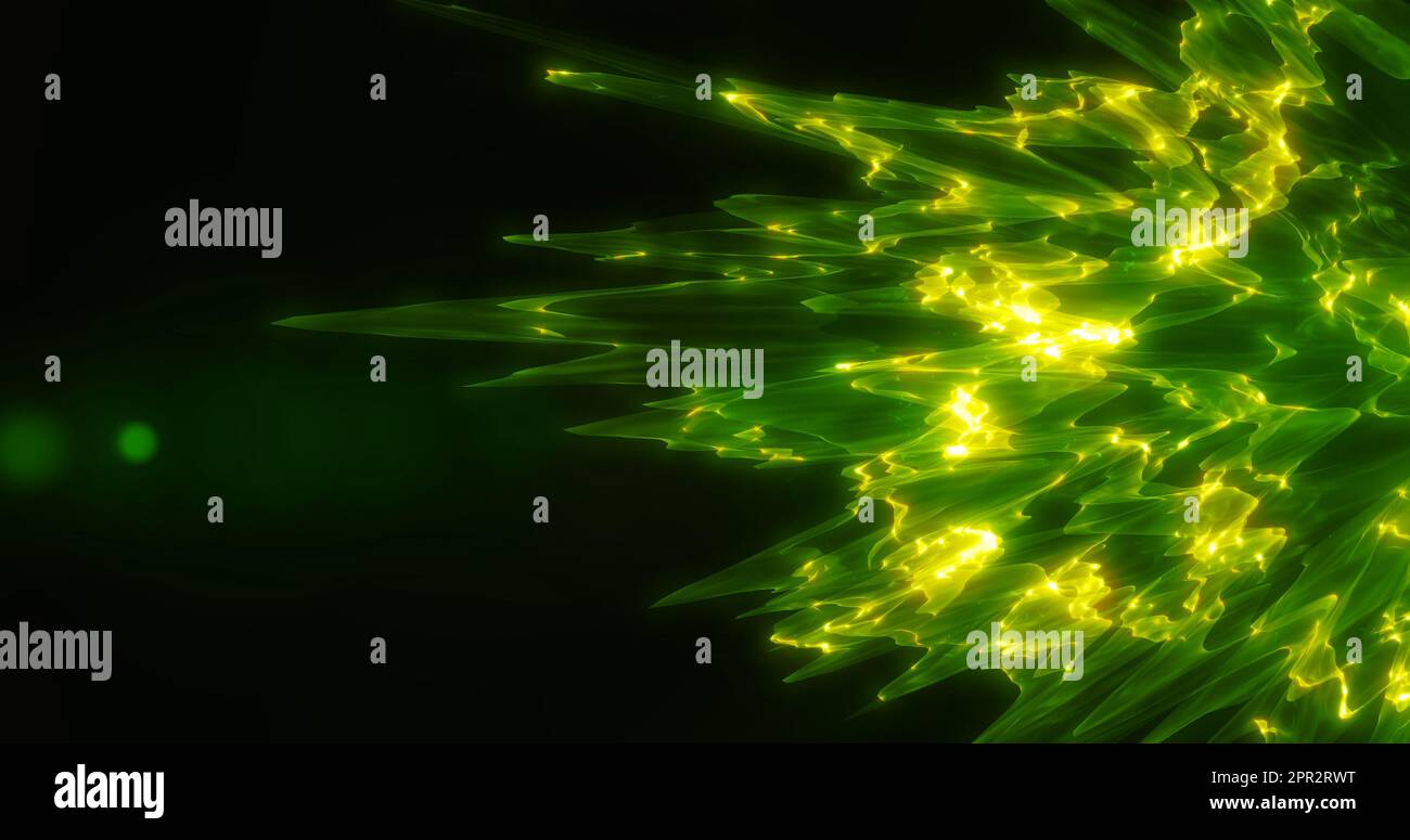 Futuristic abstract green emerald sharp glass crystals from waves ...