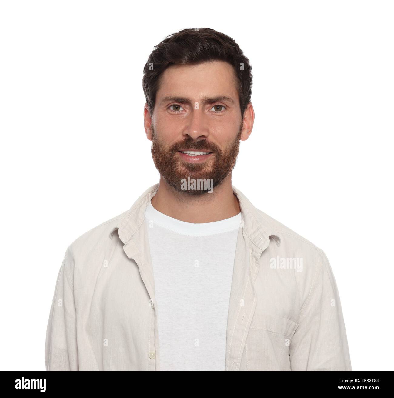 Portrait of handsome bearded man on white background Stock Photo - Alamy