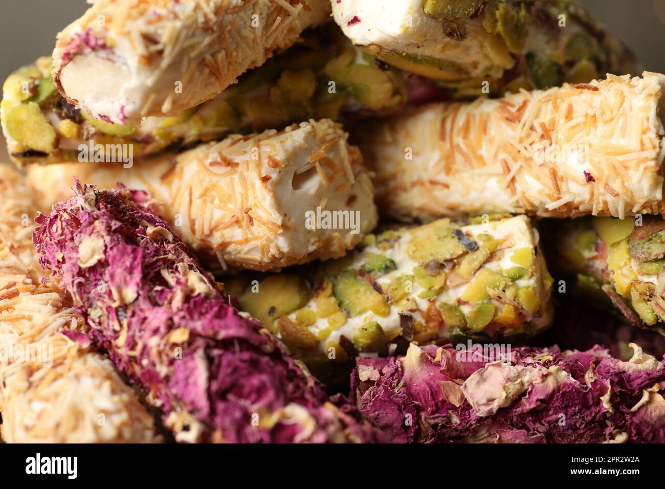 Turkish delight dessert as background, closeup. Traditional sweet Stock ...