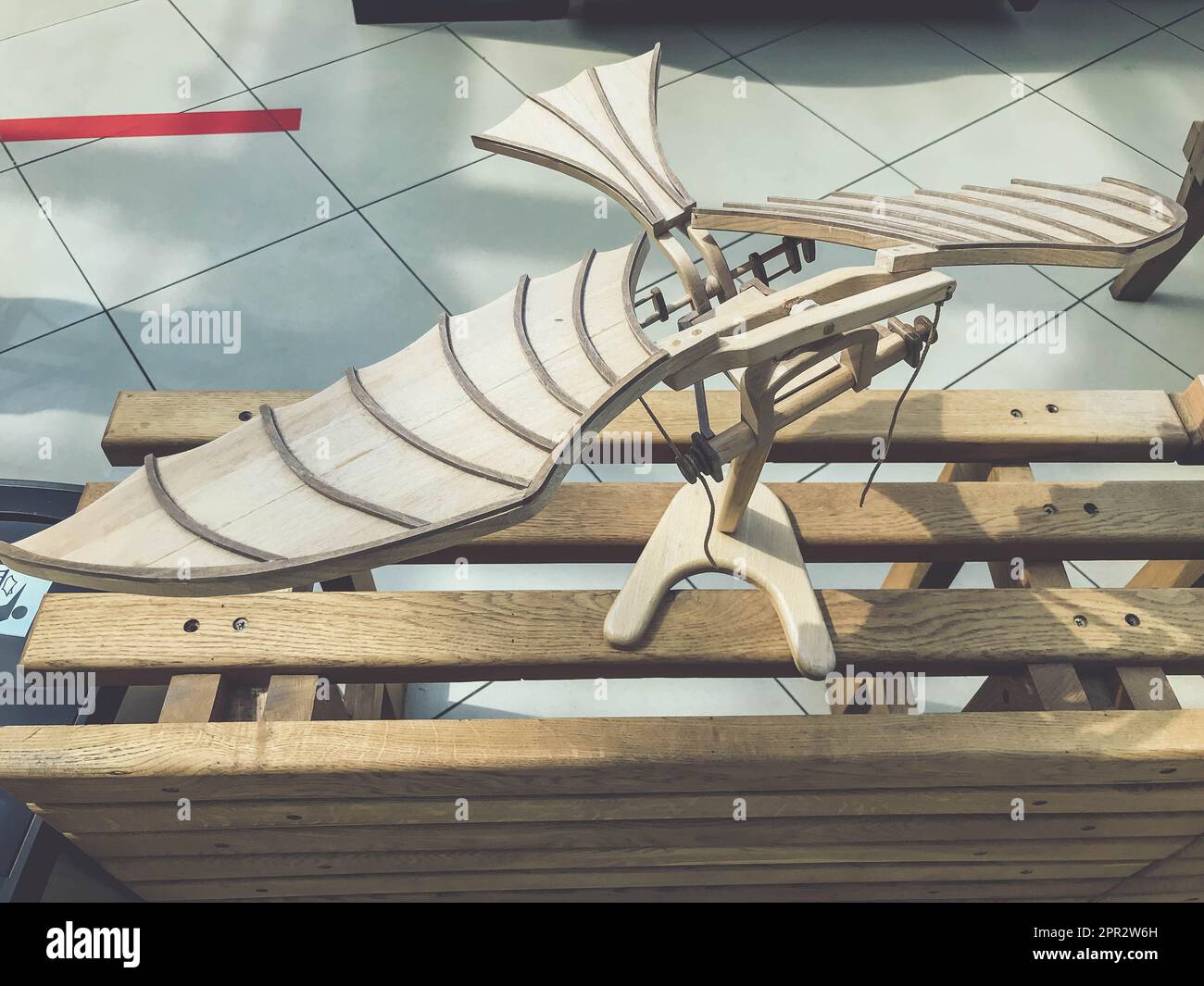 aircraft model made of natural wood. small plane with wings and wooden ...