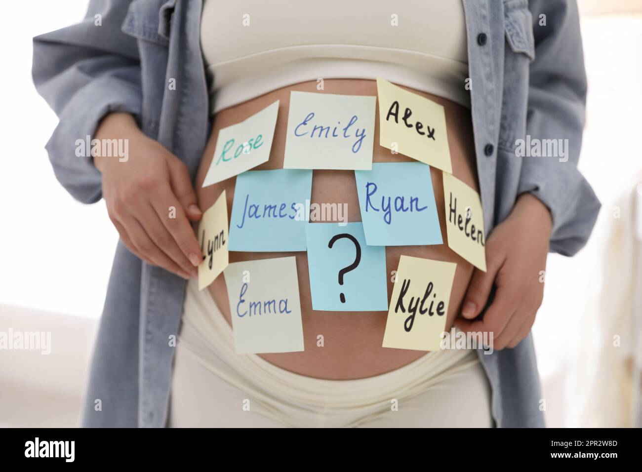 Belly of pregnant woman with question mark hi-res stock photography and ...