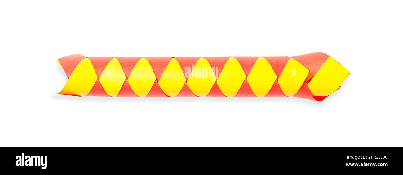 Chinese finger trap isolated on white, top view Stock Photo - Alamy