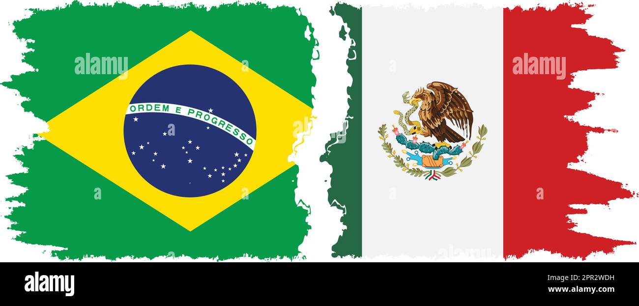 Mexico and Brazil grunge flags connection, vector Stock Vector Image ...