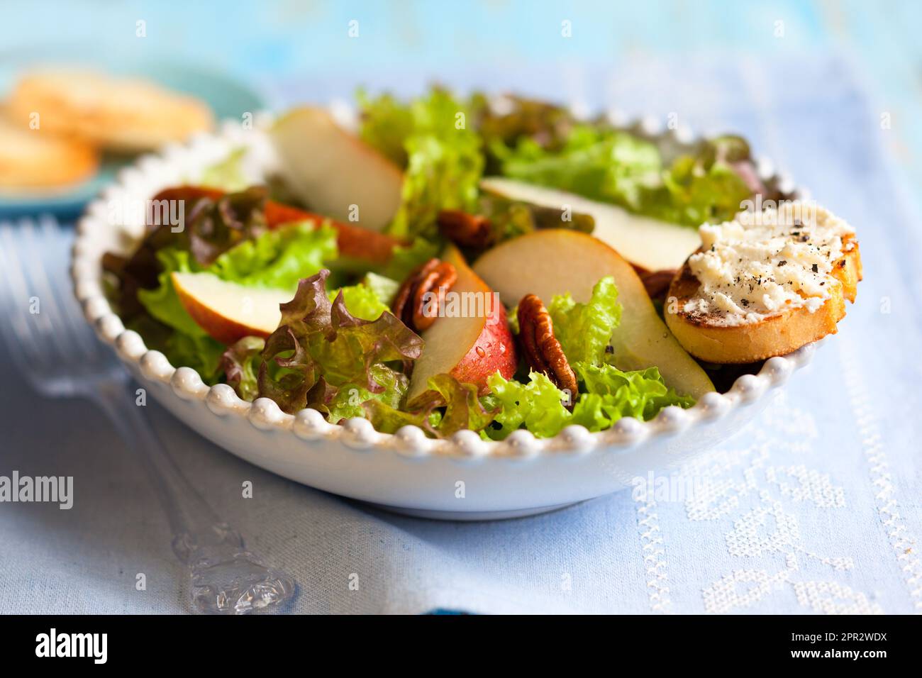 pear salad with walnut and soft cheese Stock Photo - Alamy