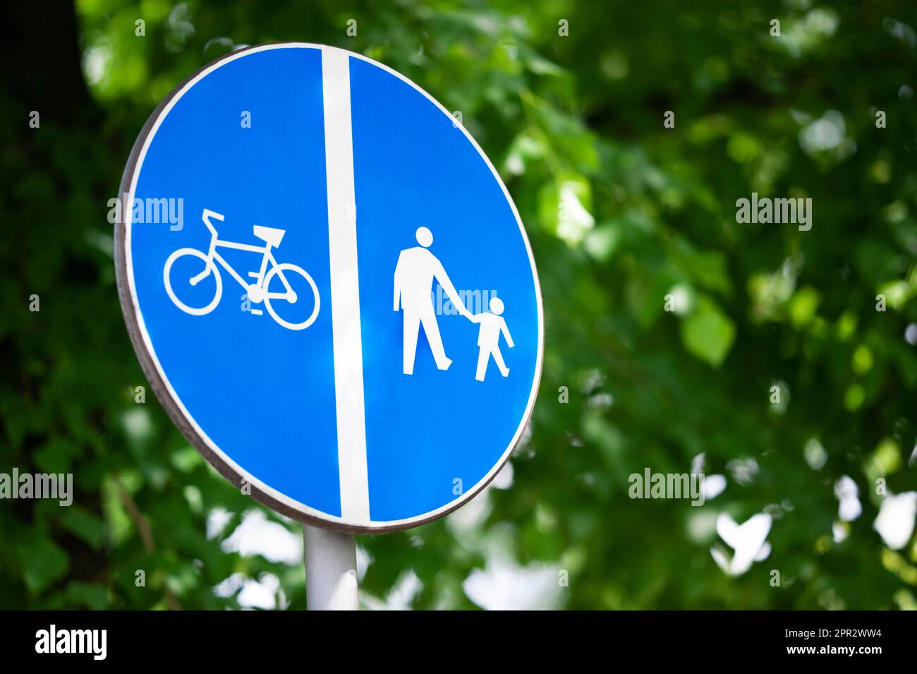 Traffic sign Compulsory Pedestrian Track and Bicycles outdoors, space ...