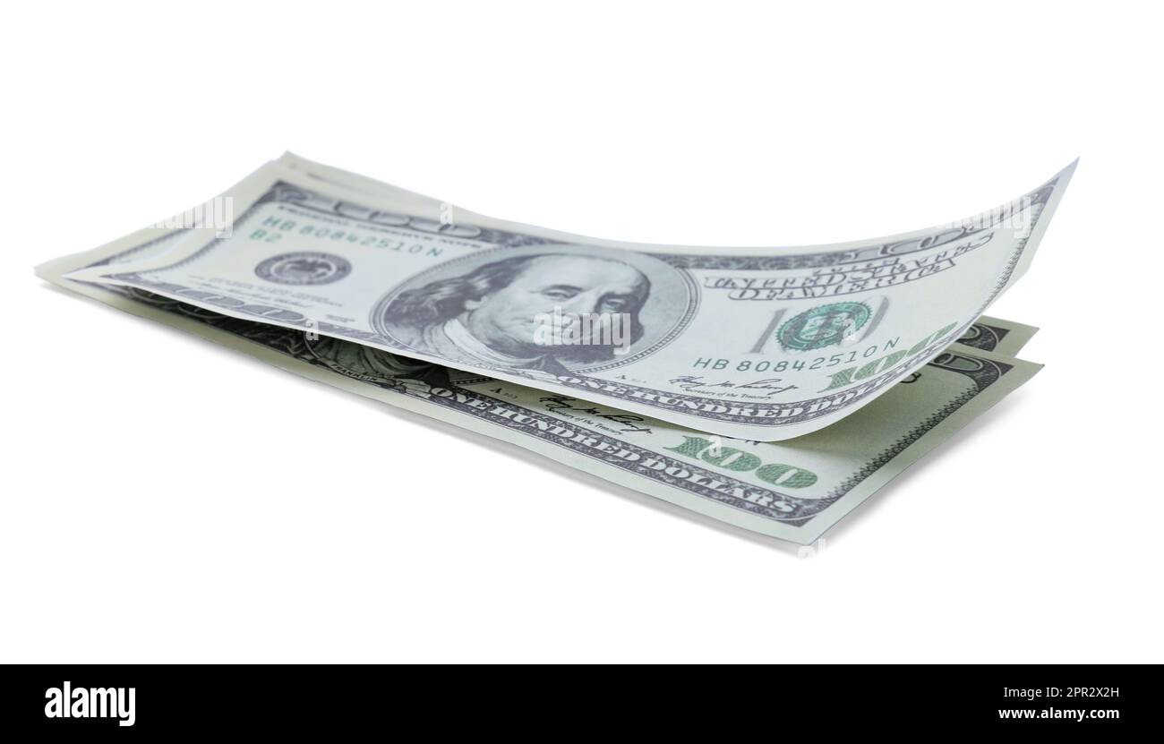 Dollar banknotes isolated on white. American national currency Stock ...