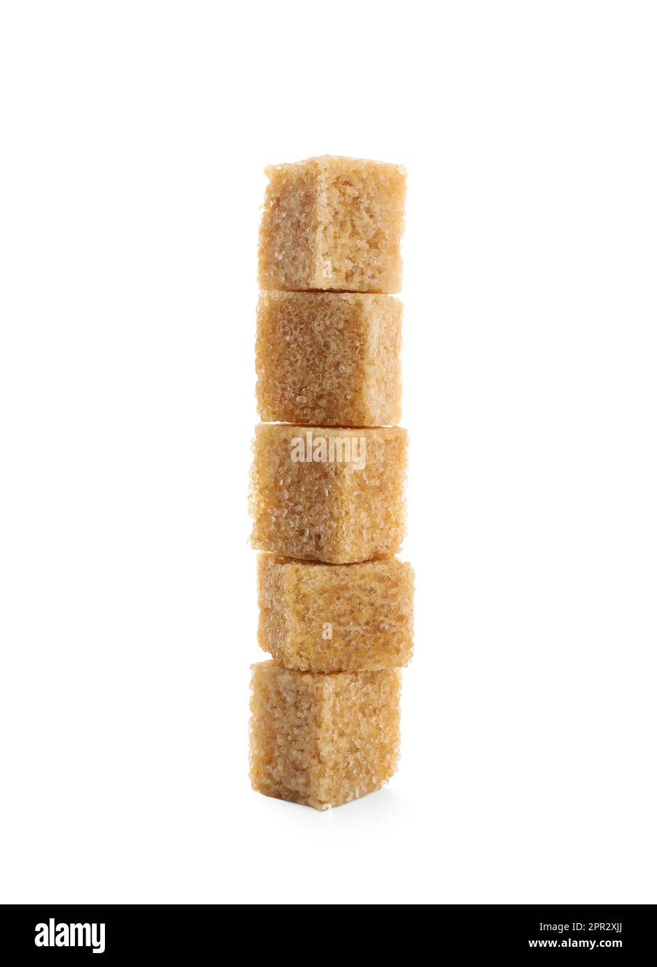 Stack with cubes of brown sugar on white background Stock Photo - Alamy