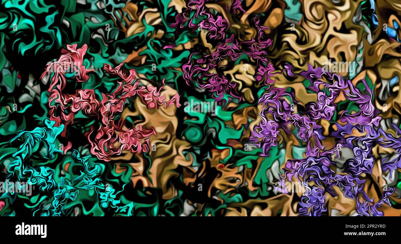 Computer graphics of abstract floral psychedelic background stylization ...